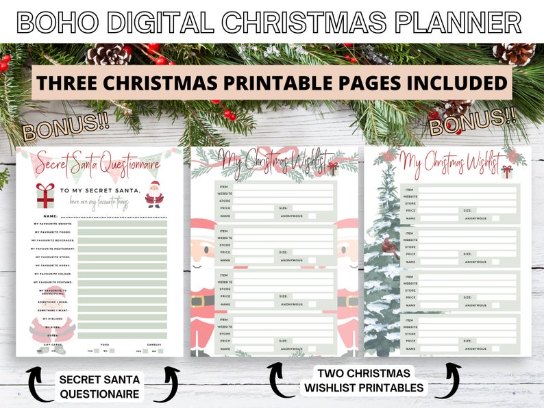 Boho Christmas Digital Planner 2022, Plan and Organize Your Holidays ...