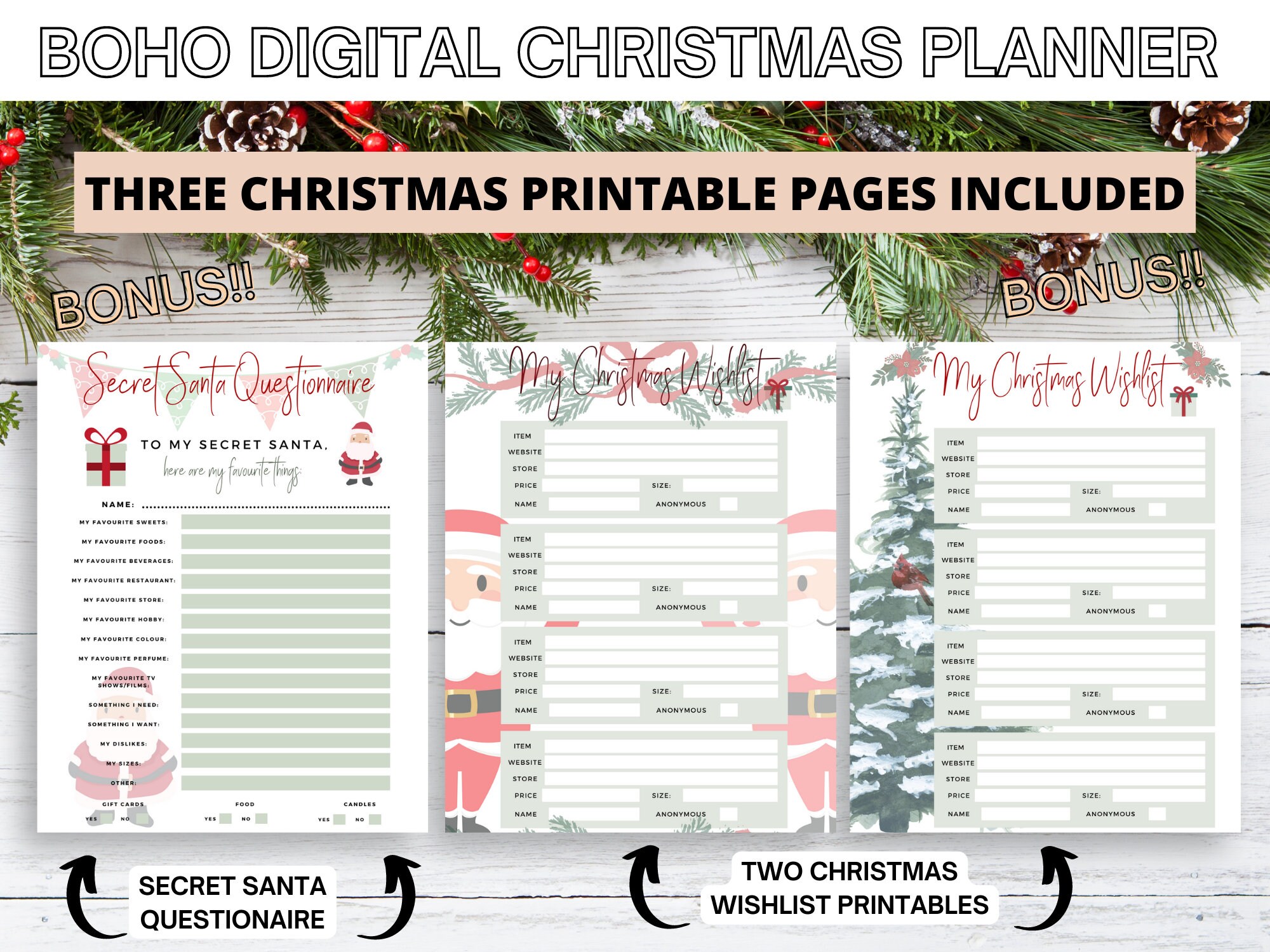 Boho Christmas Digital Planner 2022, Plan and Organize Your Holidays ...