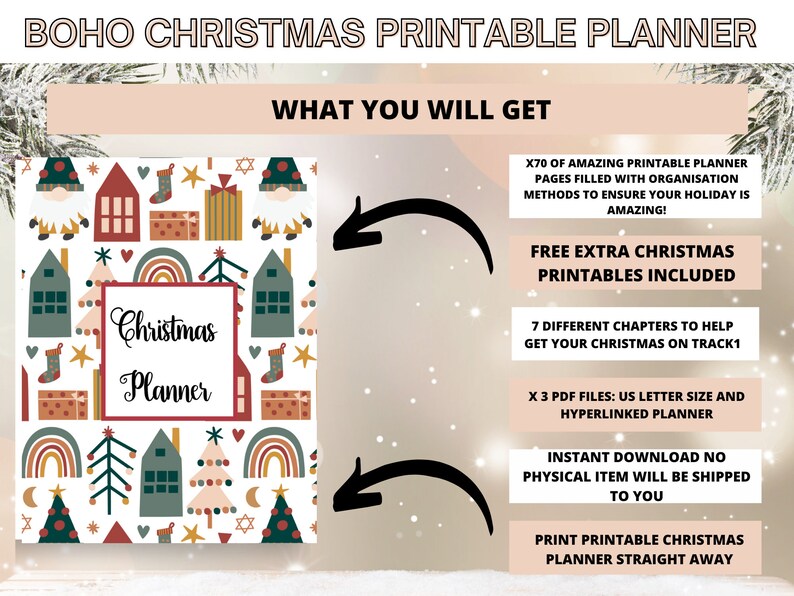 Boho Christmas Printable Planner 2022, Plan and Organize Your Holidays ...
