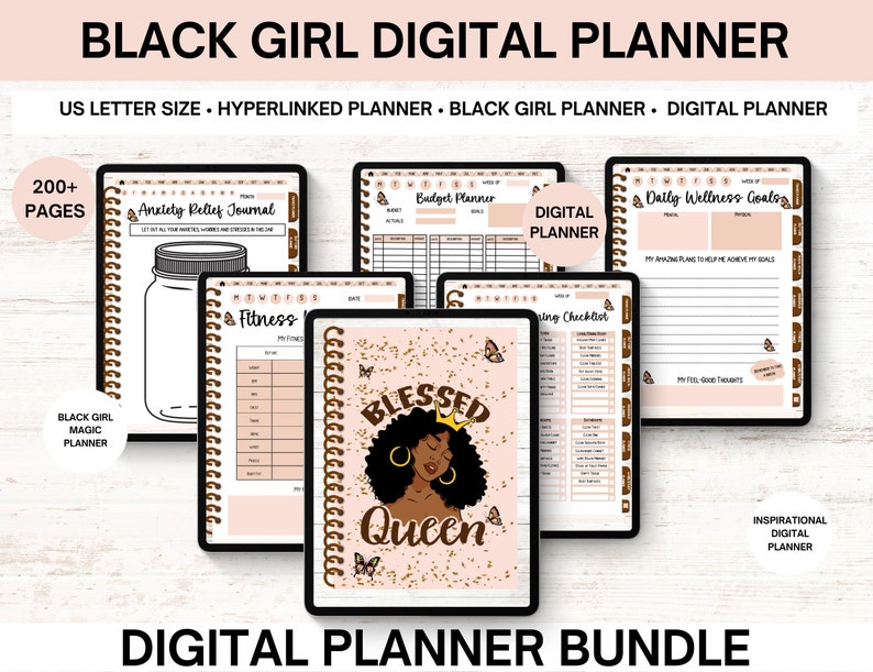 Black Girl Digital Planner Bundle Black Girl Magic Digital Etsy