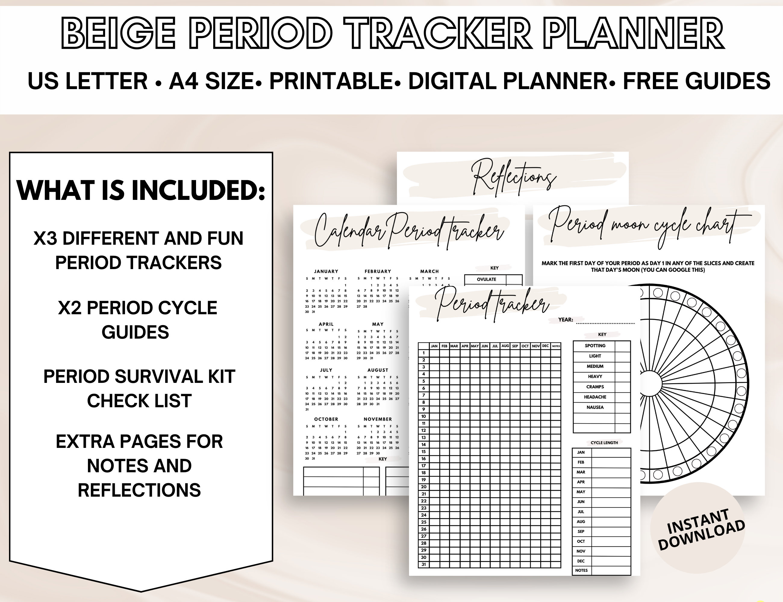 Period Tracker Printable Planner, Journal Your Periods With the ...