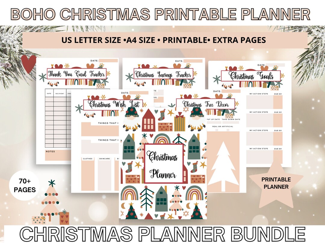 Boho Christmas Printable Planner 2022, Plan and Organize Your Holidays ...