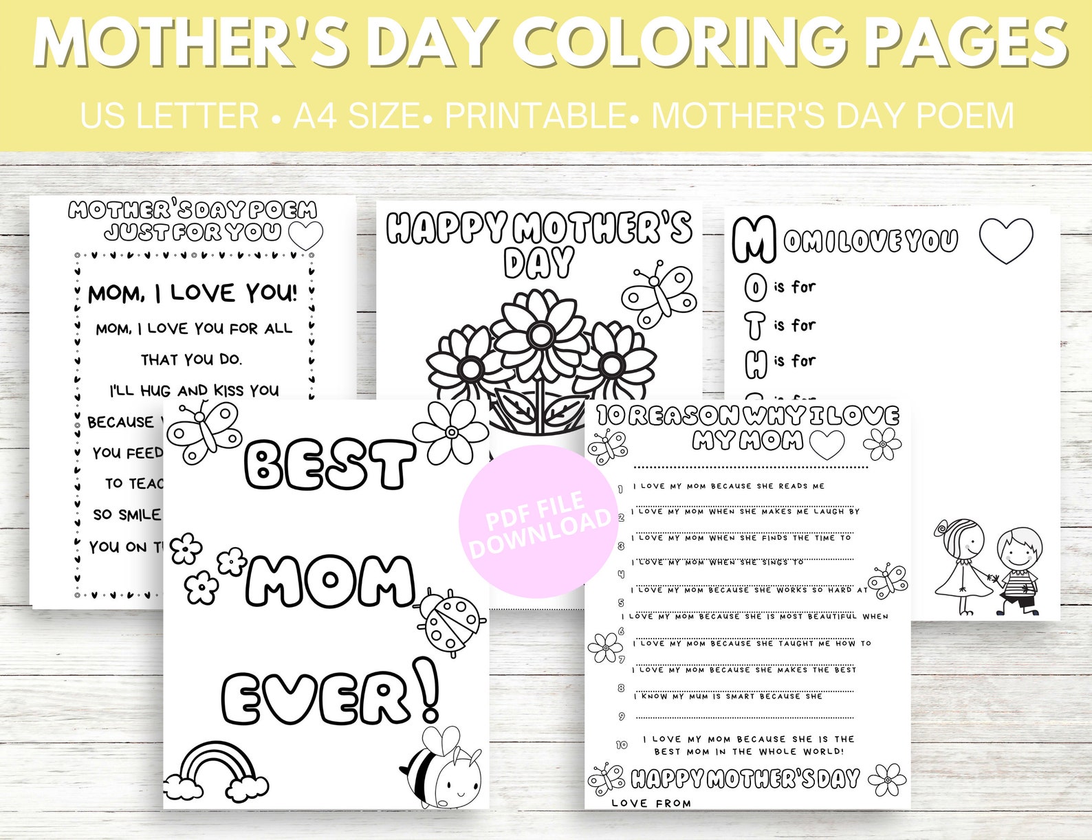 Printable Mothers Day Coloring Pages, Mothers Day Poem and Happy ...