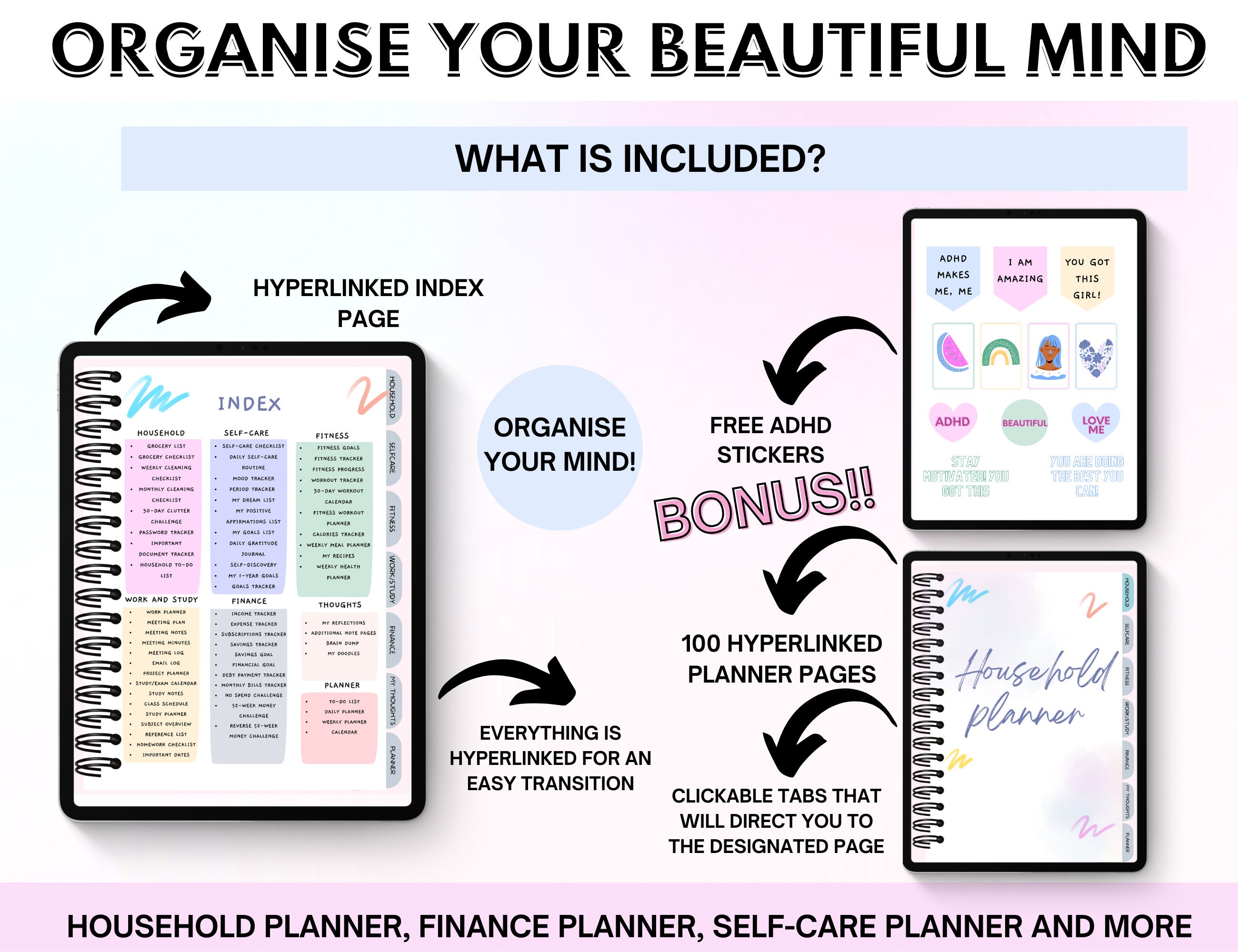 Organise Your Beautiful Mind ADHD Digital Planner for Goodnotes iPad ...