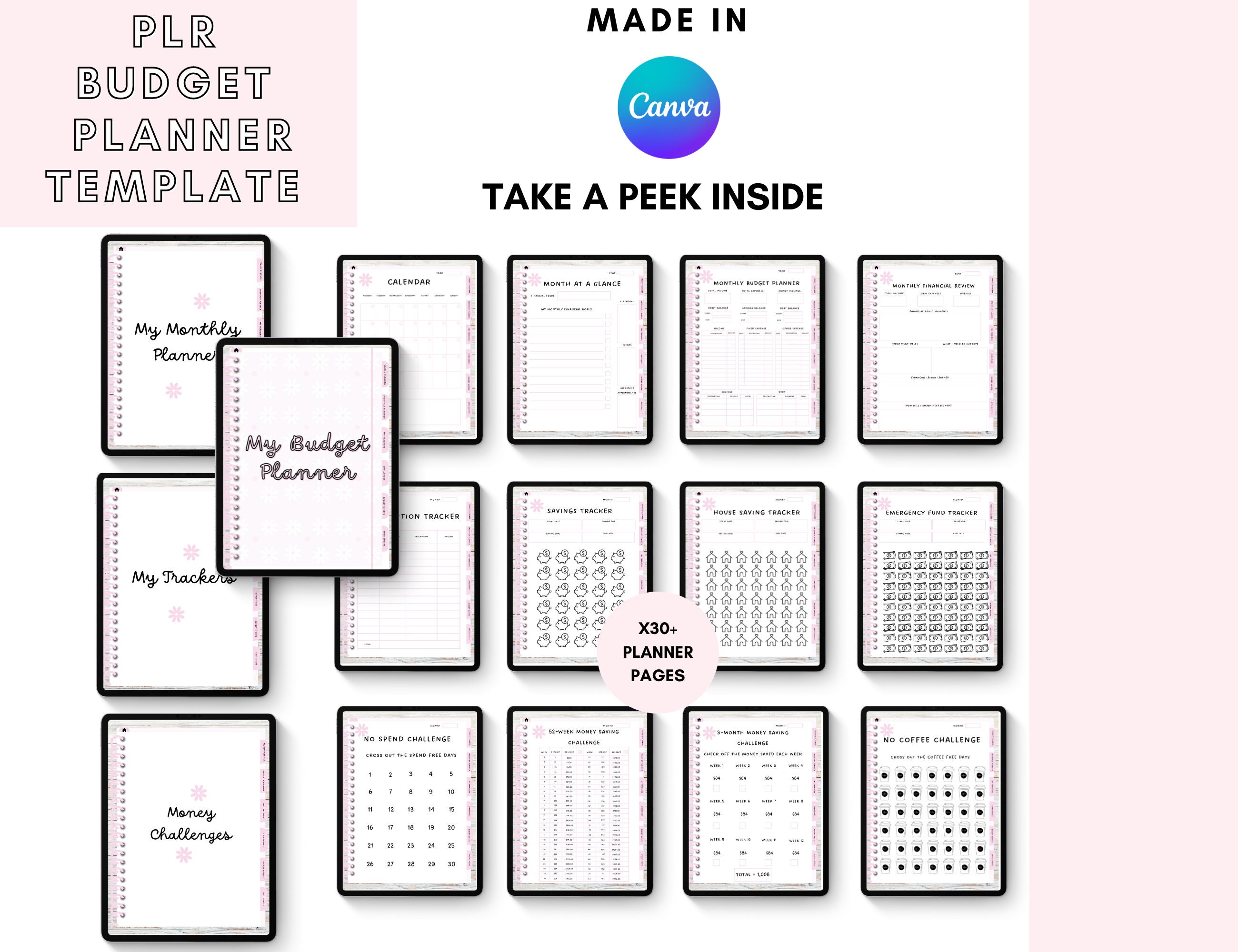 PLR Canva Digital Planner Bundle Templates, PLR Planner Templates ...