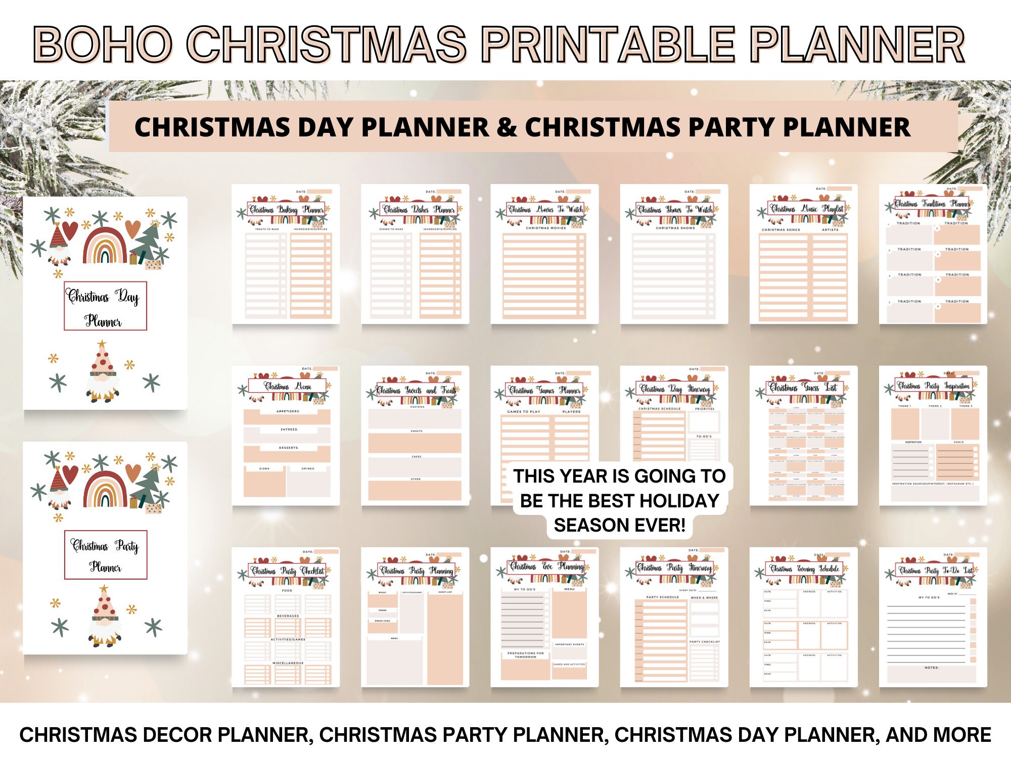 Boho Christmas Printable Planner 2022, Plan and Organize Your Holidays ...
