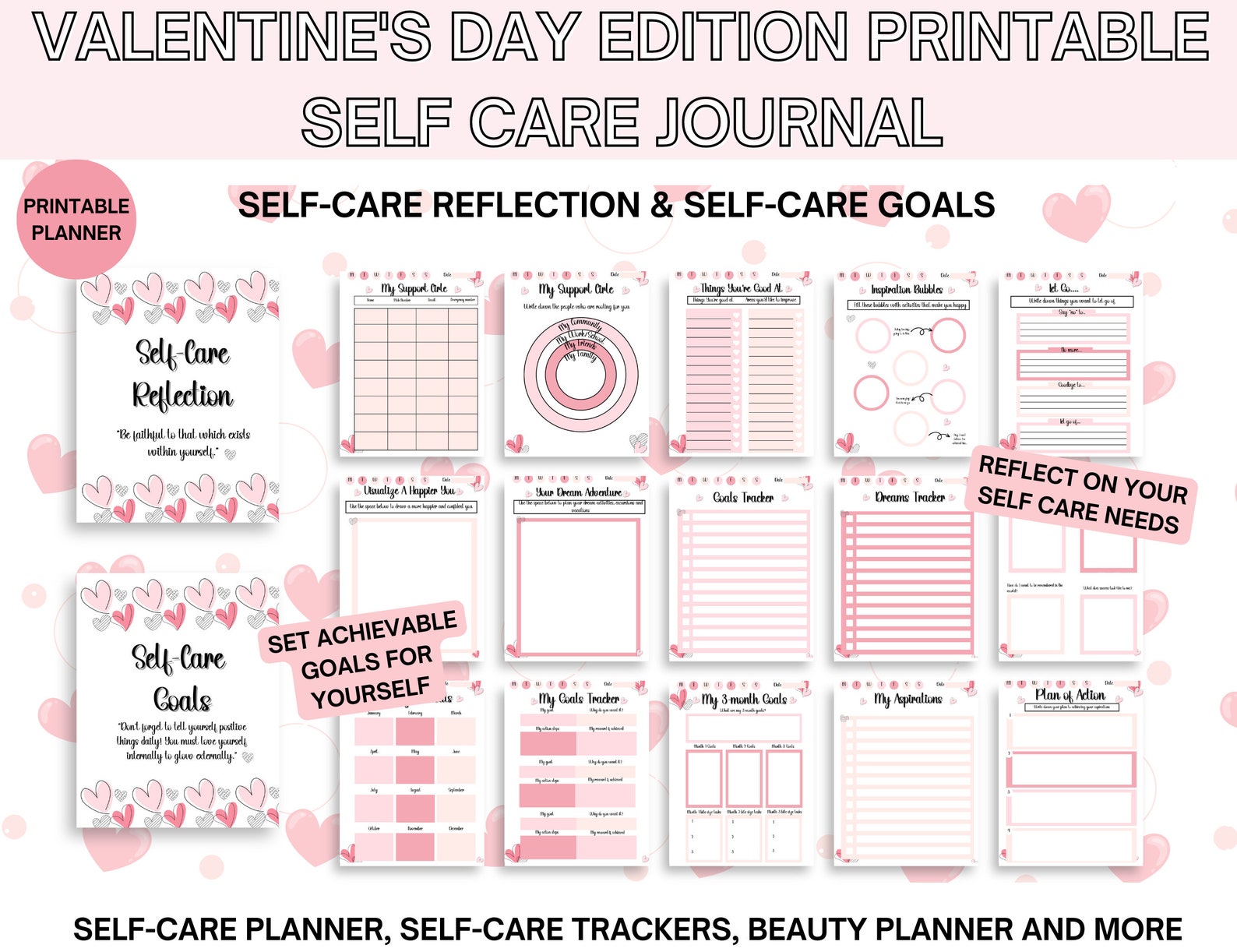 Self Care Planner Printable: Valentine's Day Self Love Journal ...