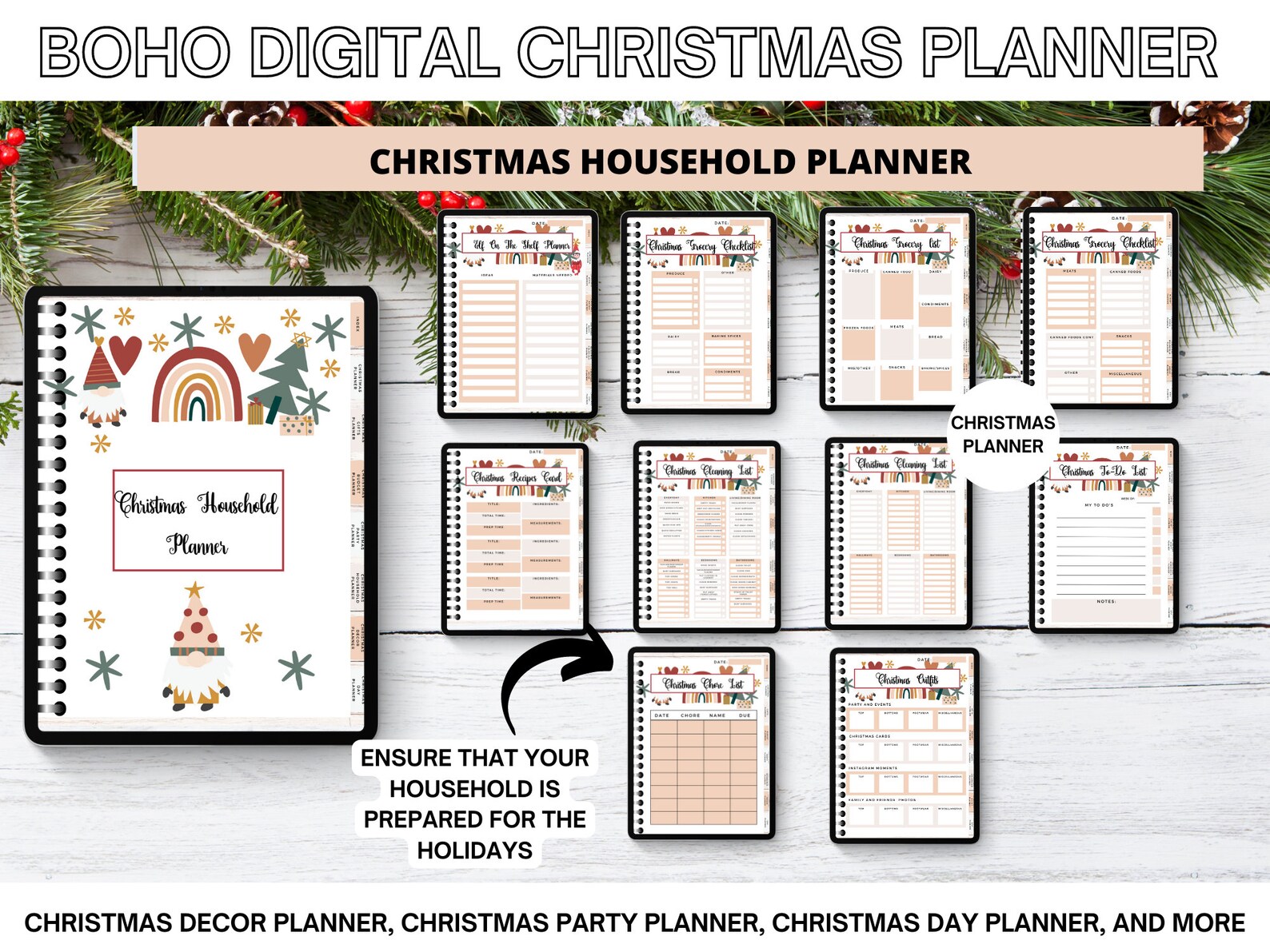 Boho Christmas Digital Planner 2022, Plan and Organize Your Holidays ...