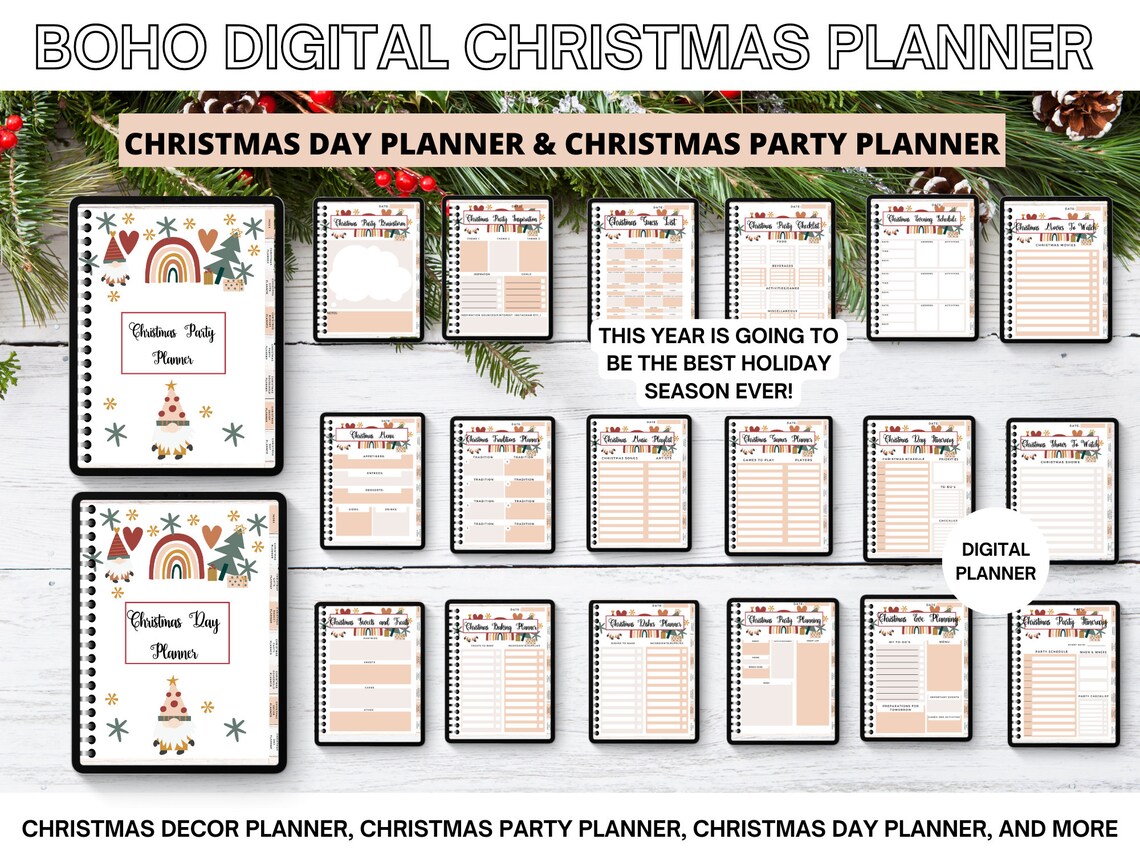 Boho Christmas Digital Planner 2022, Plan and Organize Your Holidays ...