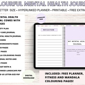 Colourful Digital Mental Health Planner, Digital Mental Health Journal ...