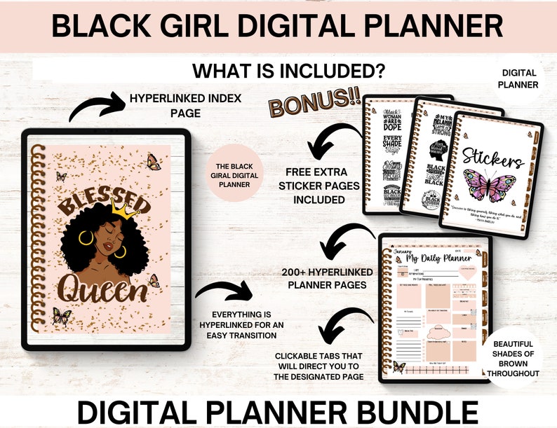 Black Girl Digital Planner Bundle, Black Girl Magic Digital Planner ...