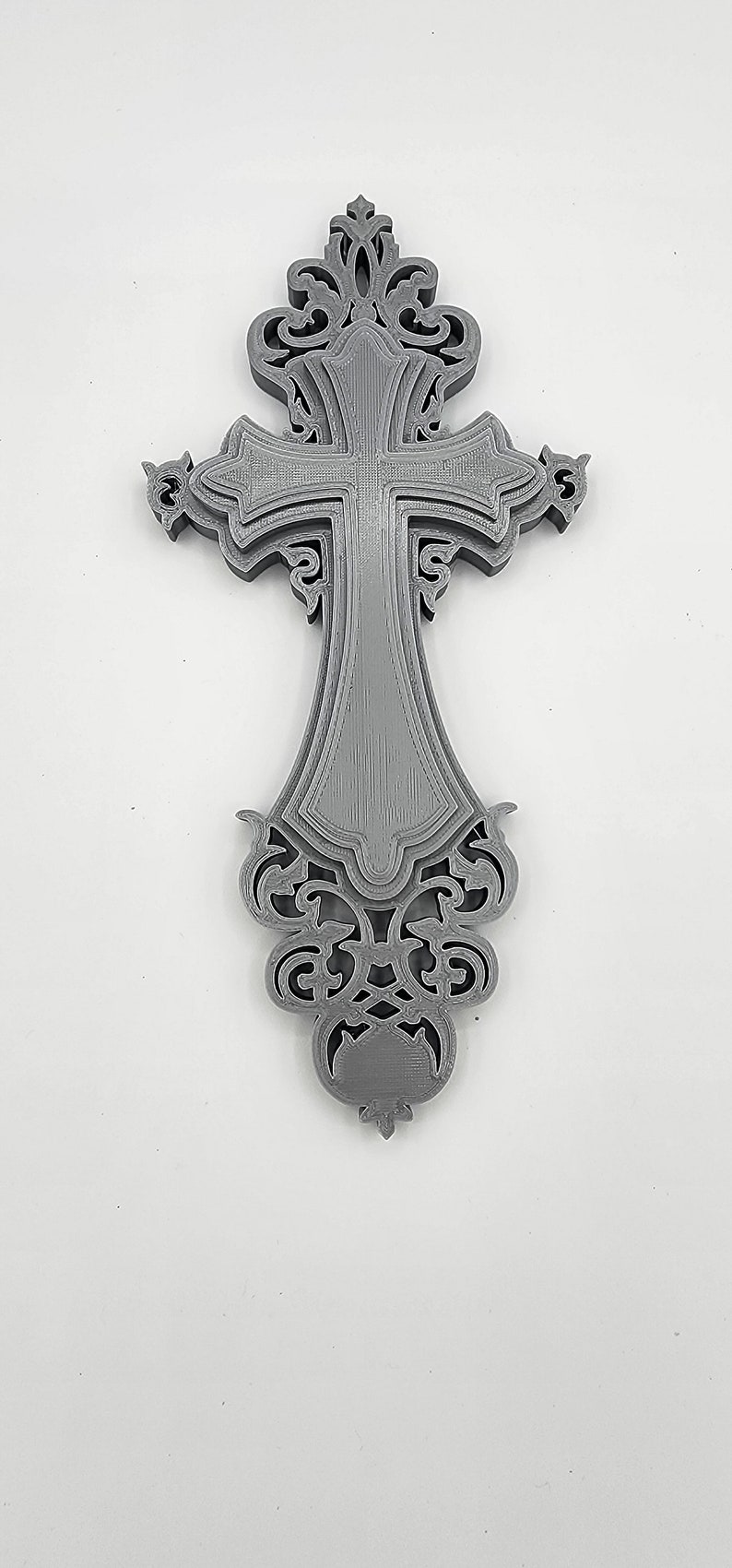 3d Printed Ornate Silver Cross - Etsy