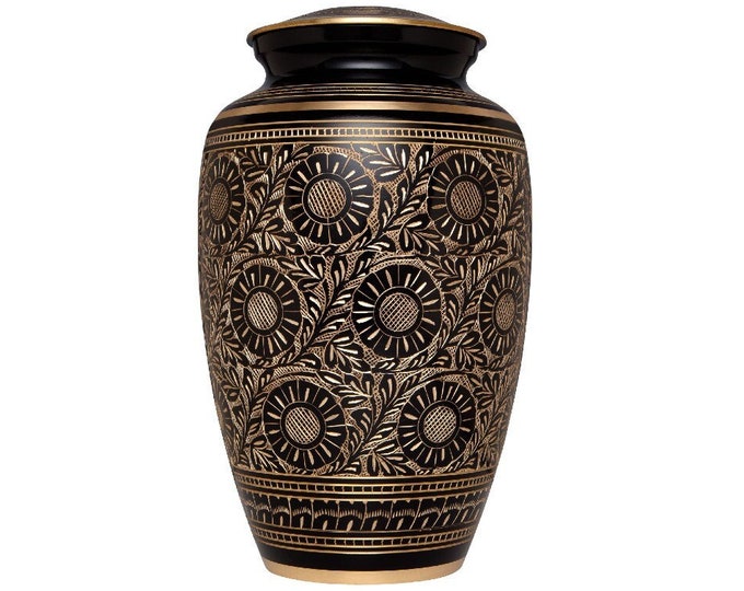 Pink Flower Funeral Urn - Cremation Urn for Human Ashes - Brass ...