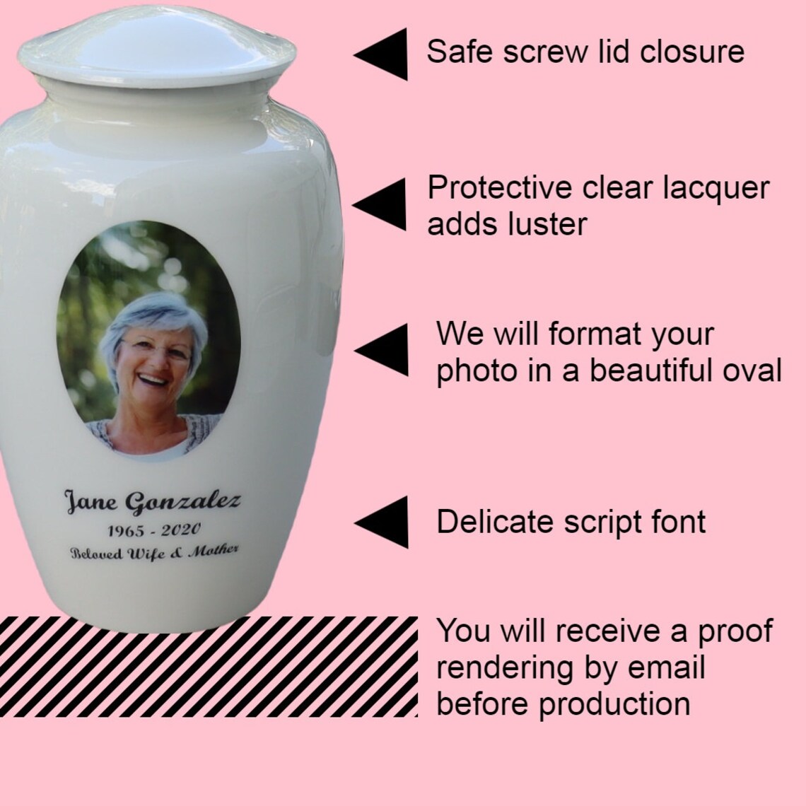 Personalized Funeral Cremation Urn - Custom Photo Urn - Upload Picture ...