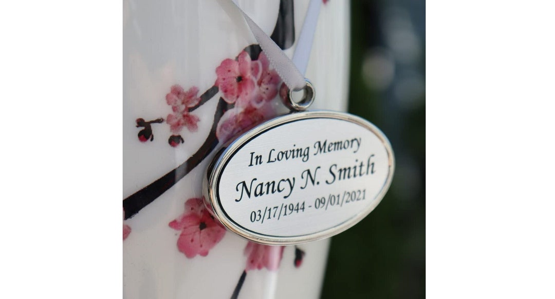 Silver Oval Engraved Pendant - Hanging Plate Medallion Plaque for Urns ...