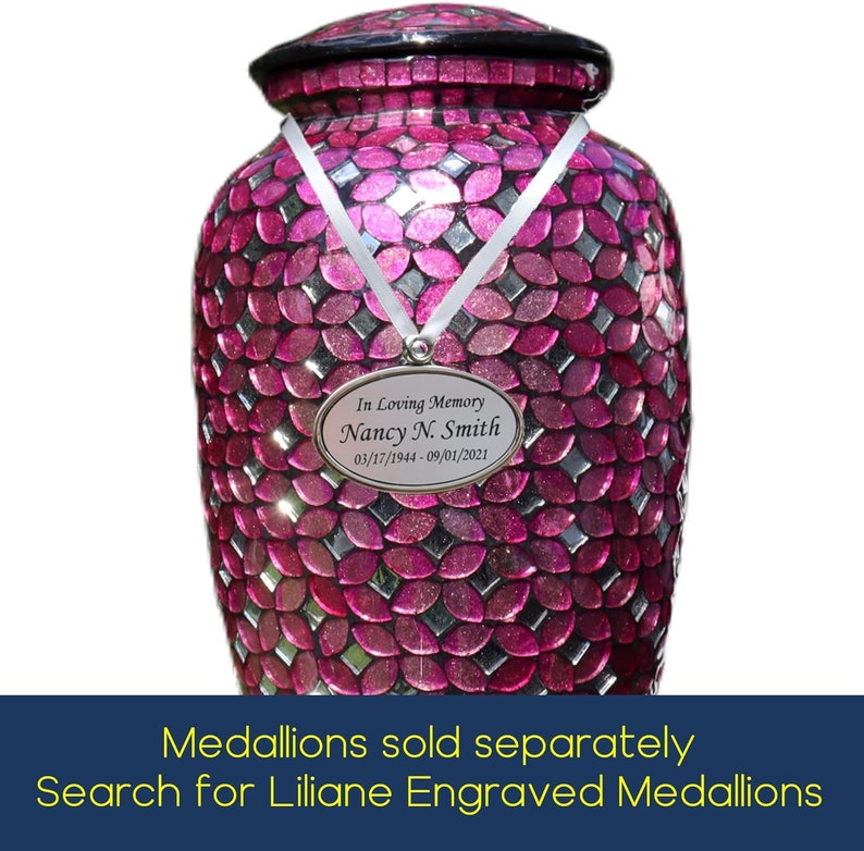 Pink Mosaic Glass Cremation Urn - Hand Made Funeral Urn for - Large ...