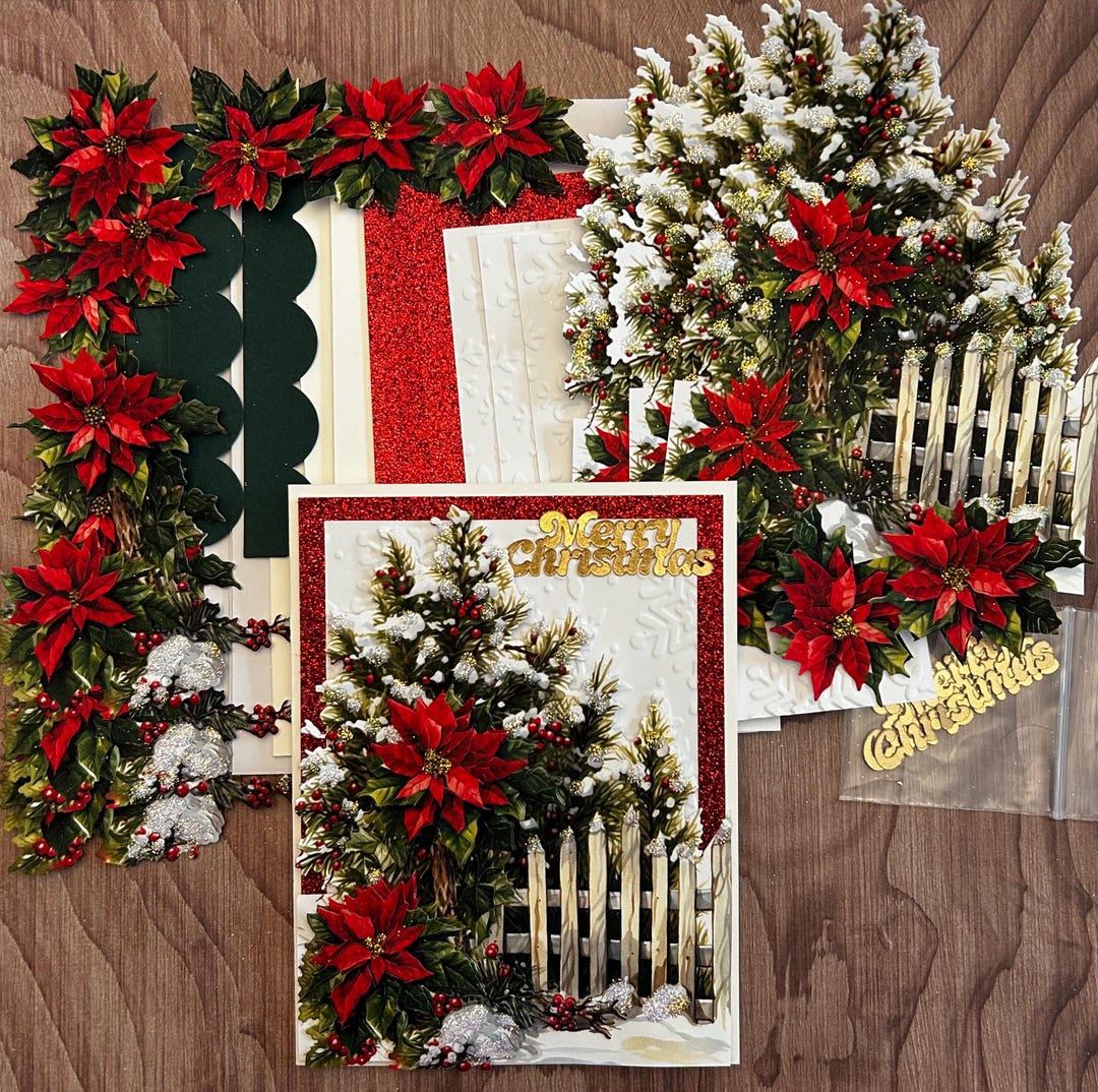 DIY Christmas Card Kit, Christmas Tree Card, Card Kit, Handmade, Paper ...