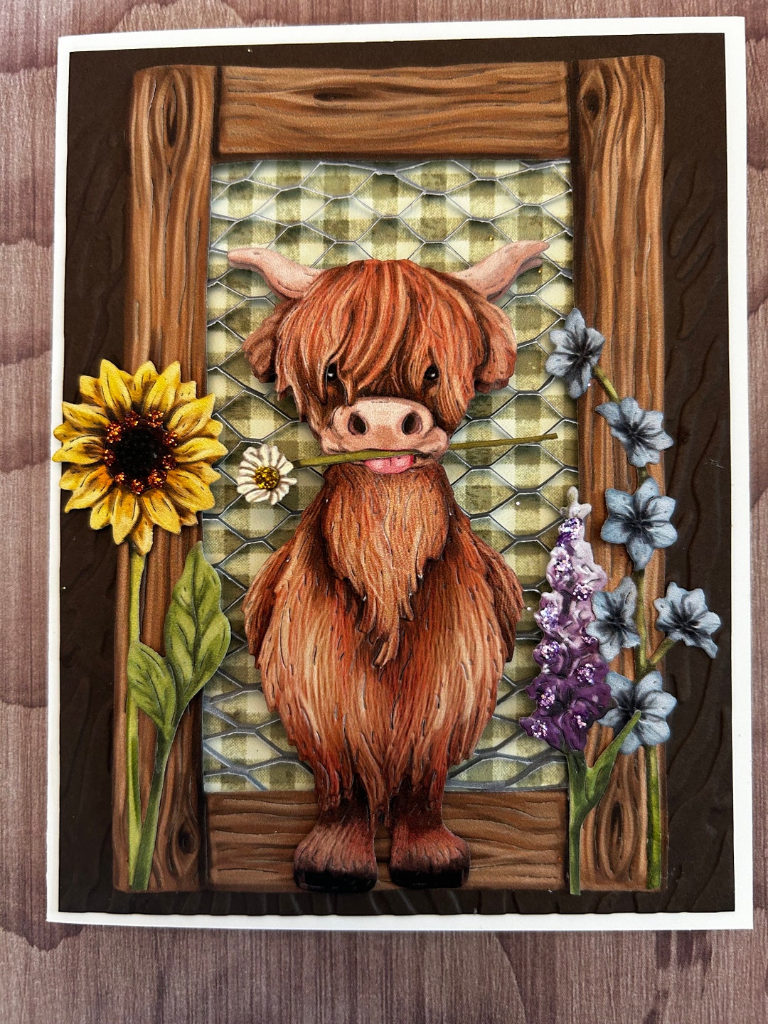 Highland Cow DIY Card Kit, Floral Thank You Card - Etsy