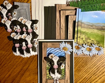 DIY Card Kit, Cow Card , Highland Cow , Thank You Card, Thinking of You ...
