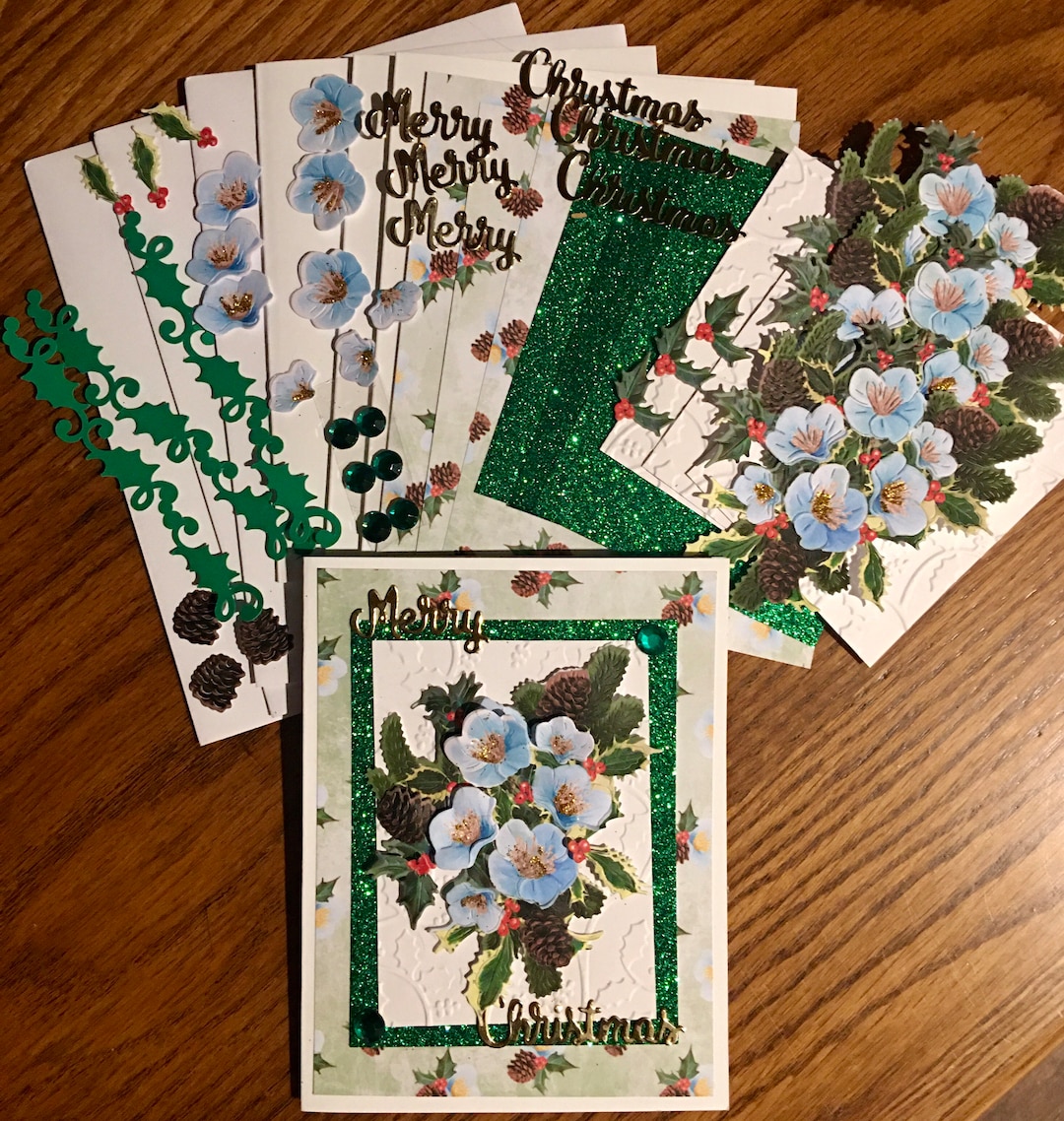 DIY Card Kit, Christmas Card Kit, Christmas Rose Card Kit, Greeting ...