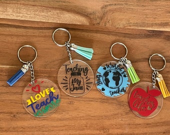 Teacher Keychains Teacher Appreciation Gift Engraved Wooden Keychain ...