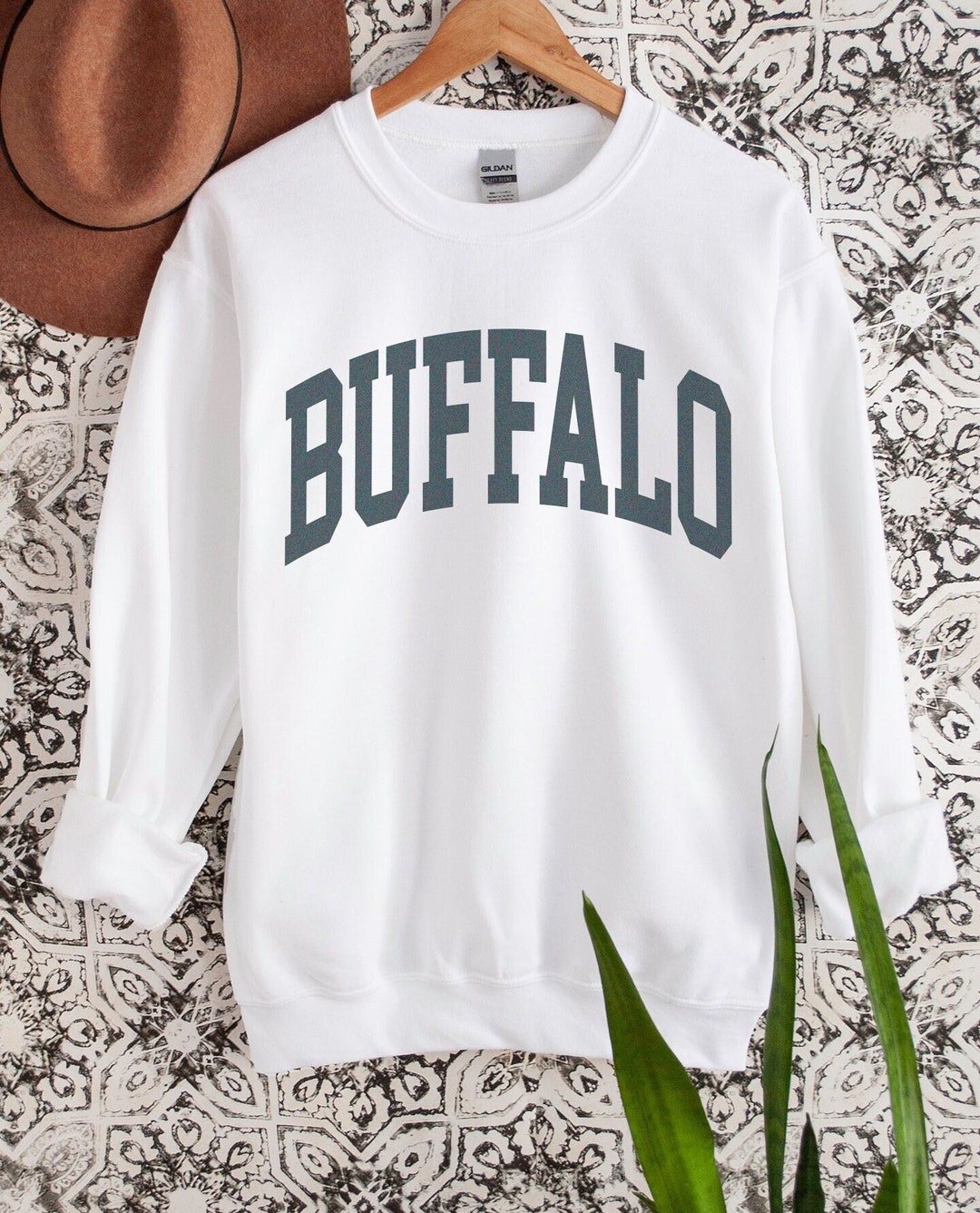 Buffalo Sweatshirt Faded Vintage Aesthetic Game Day Crewneck Bills ...