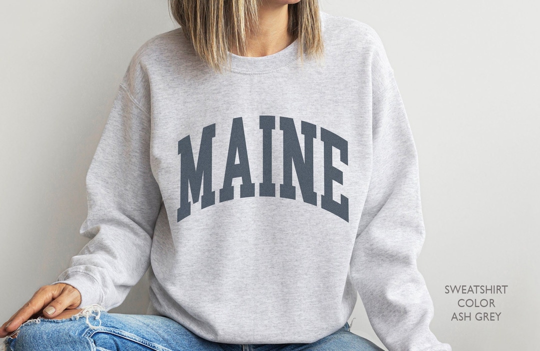 Maine Sweatshirt Faded Vintage Aesthetic Style Maine Crewneck Maine ...
