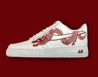 Custom “red Dragon” Air Force 1 Shoes - Etsy
