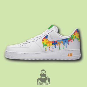 Custom Air Force 1 Autism Awareness Sneakers | Cartoon Drips AF1 Nike ...