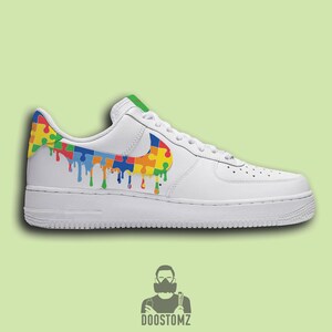 Custom Air Force 1 Autism Awareness Sneakers | Cartoon Drips AF1 Nike ...