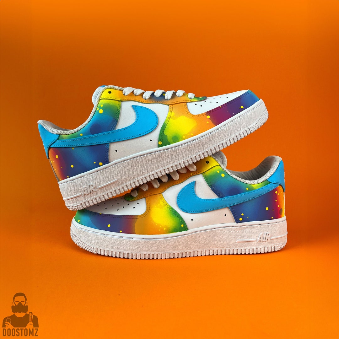 Air Force 1 Rainbow Custom Painted Shoes for Women Customised Sneakers ...