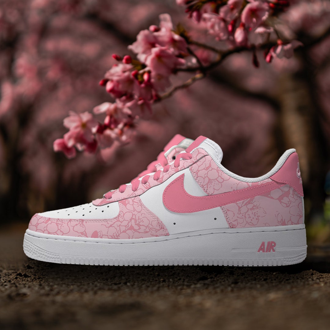 Custom Air Force 1 Pink Cherry Blossom Shoes Hand Painted AF1 Custom ...