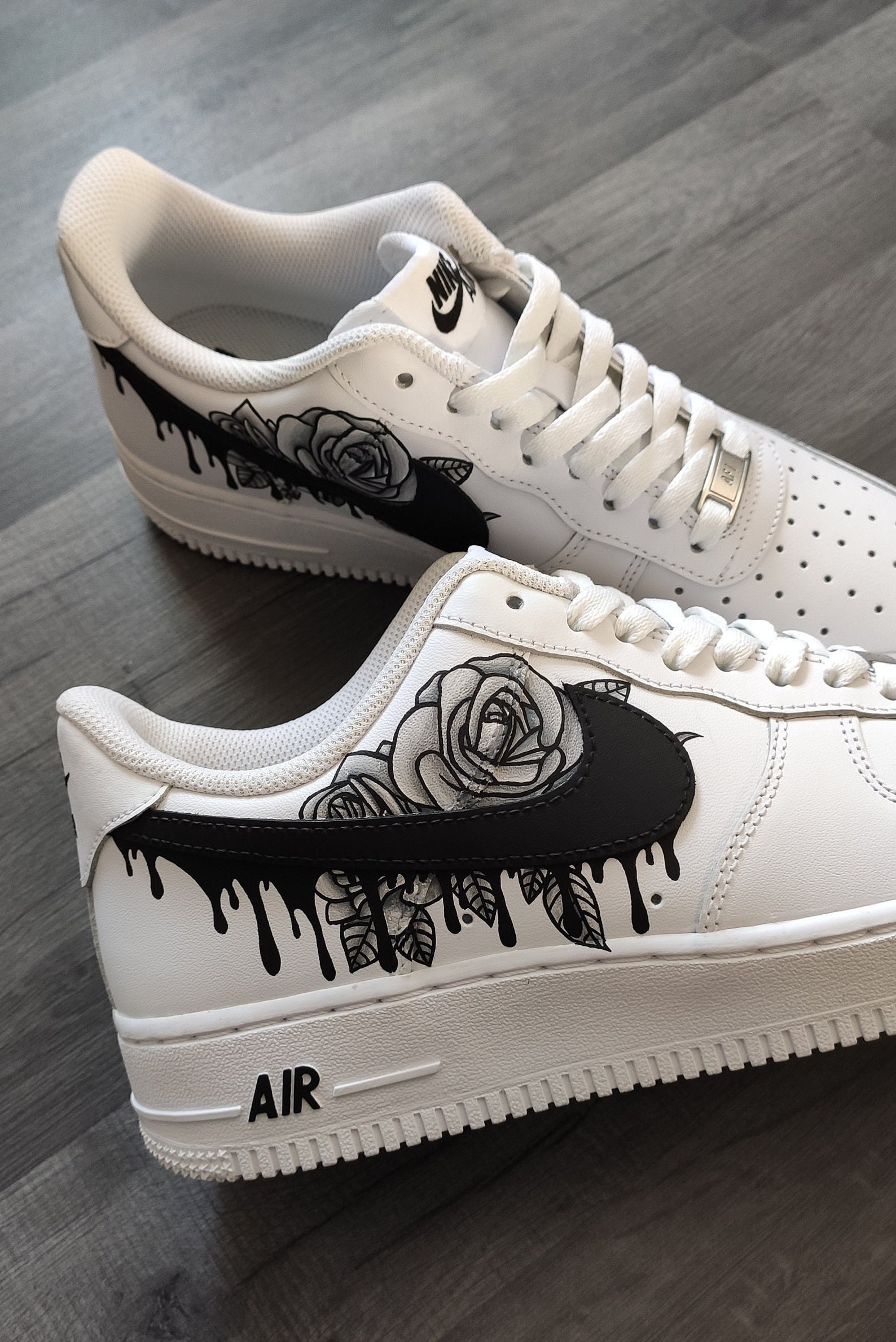 Air Force 1 Custom Rose Black Drips, Personalized Gifts for Her ,nike ...
