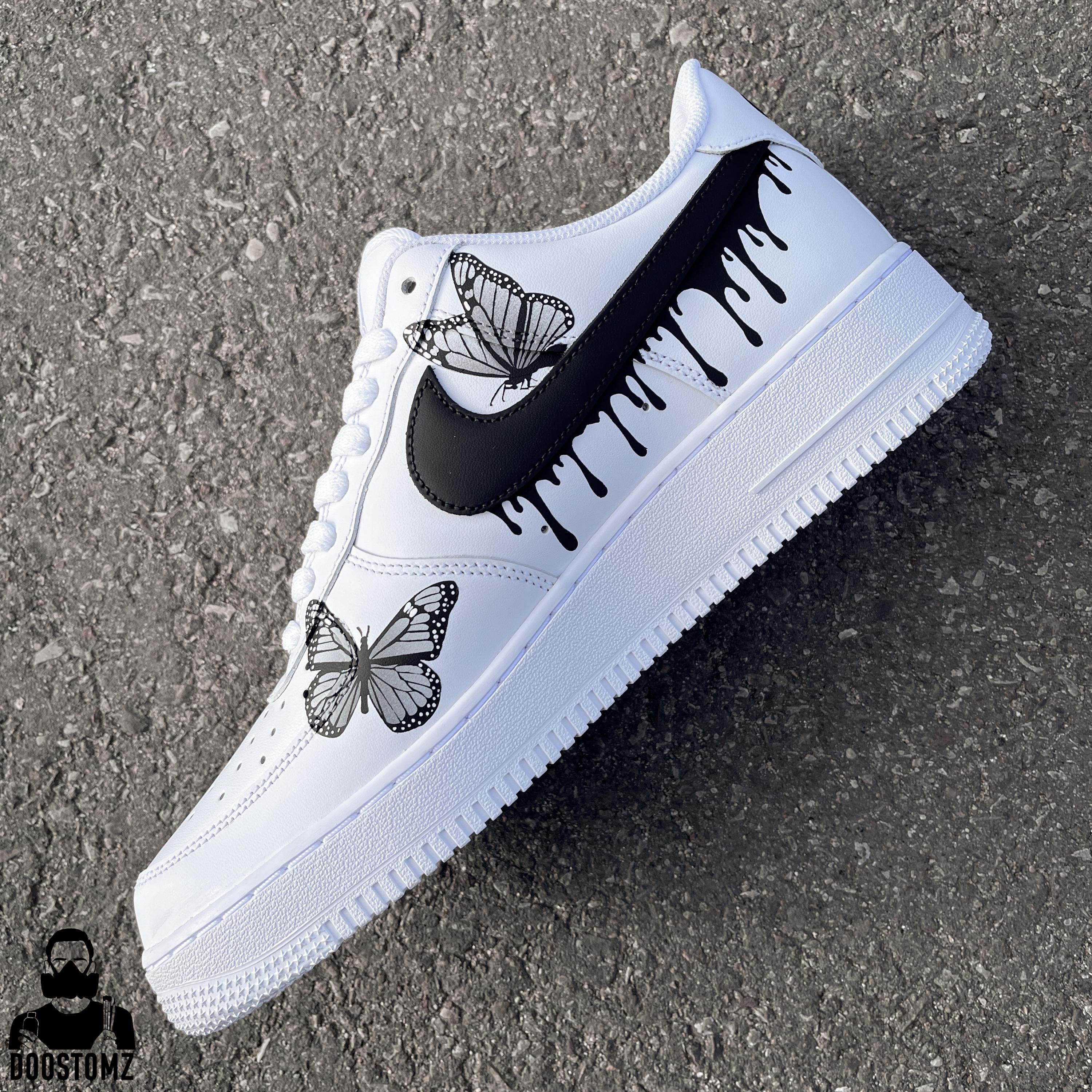 Custom Air Force 1 Drips N' Butterfly Shoes | Nike Custom Sneakers ...