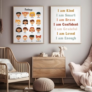 Printable Feelings Poster, Emotions Chart, Affirmations I Am Kind ...
