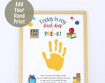 First Day of Preschool Printable Back to School Handprint Art Memory ...