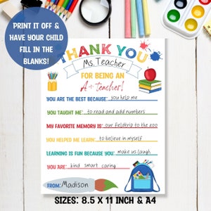 Teacher Appreciation Week Printable, I Love My Teacher Because Print ...