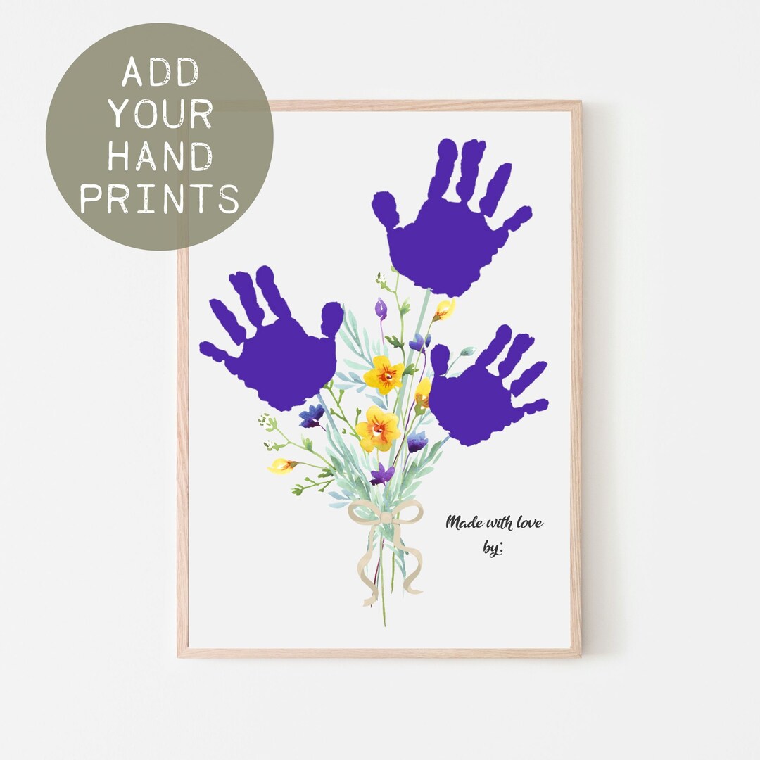 Wildflower Handprint Art, Kids Baby Toddler Summer Craft Printable ...