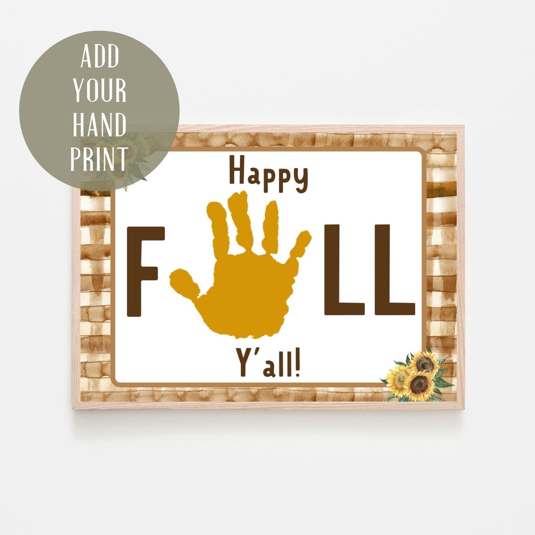 Happy Fall Preschool Craft, Handprint Art, Sunflower Printable ...