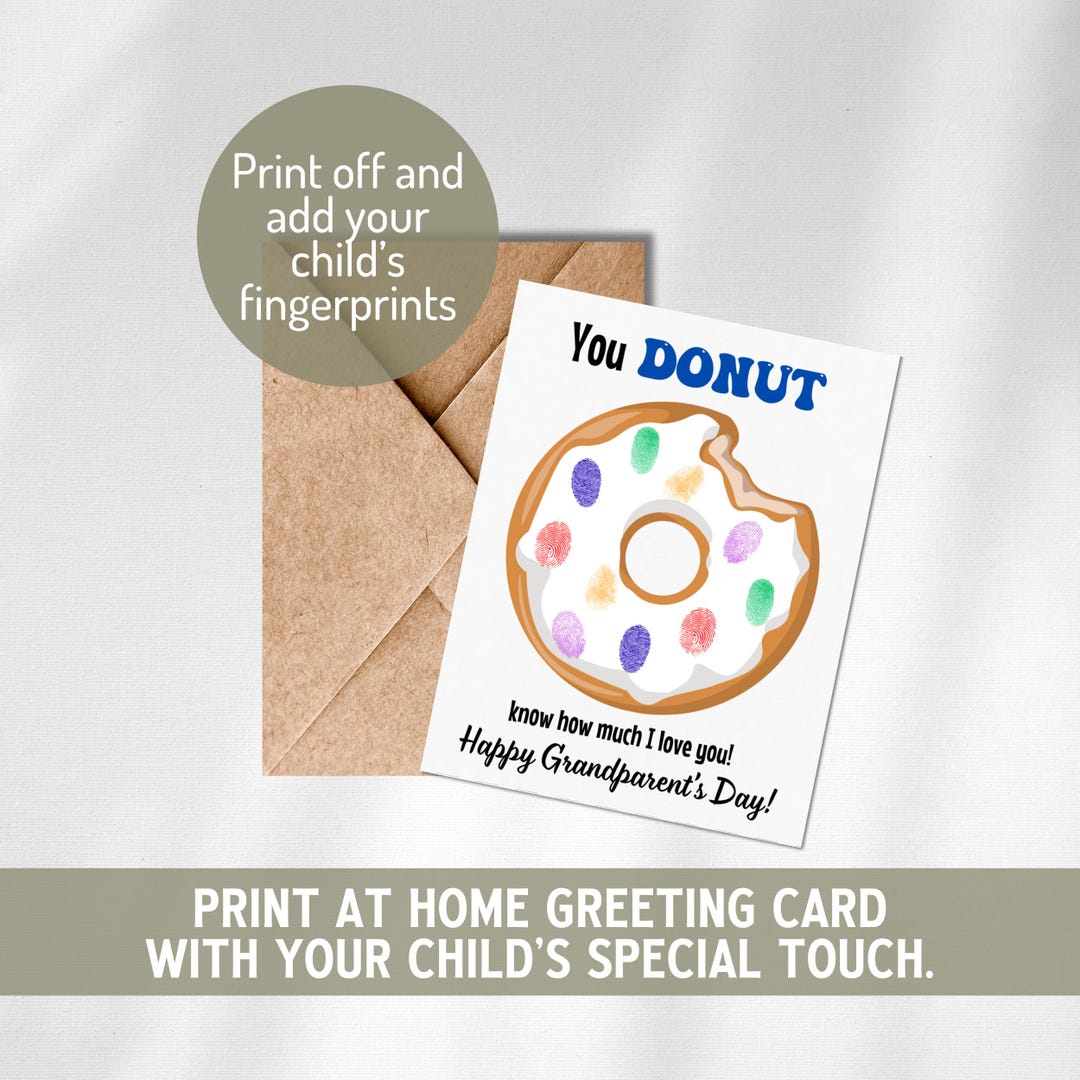 Printable Grandparents Day Card, Fingerprint Keepsake Note Card for ...