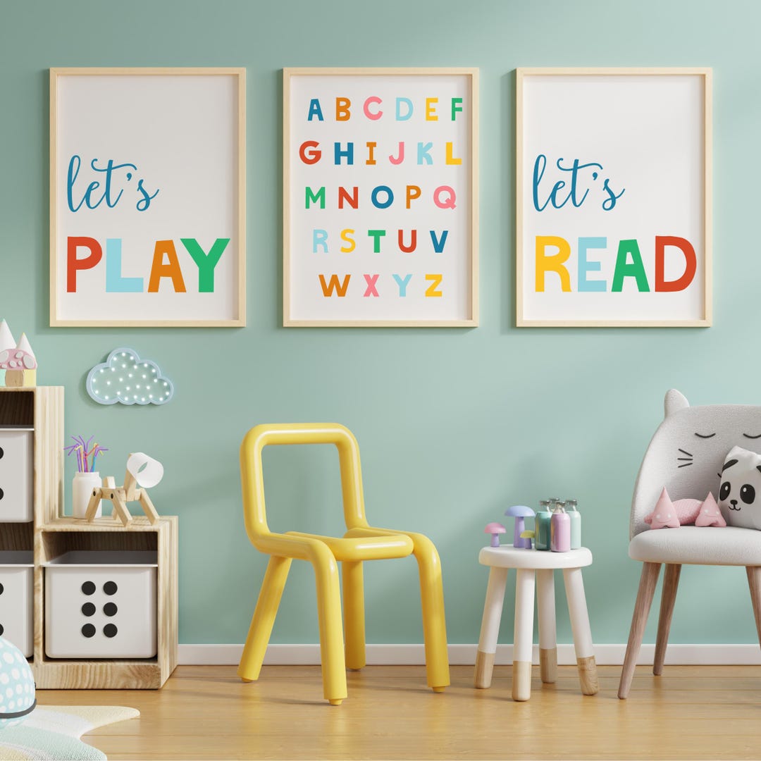 SET of 3 Printable Classroom Posters, Kids Playroom Educational Wall ...
