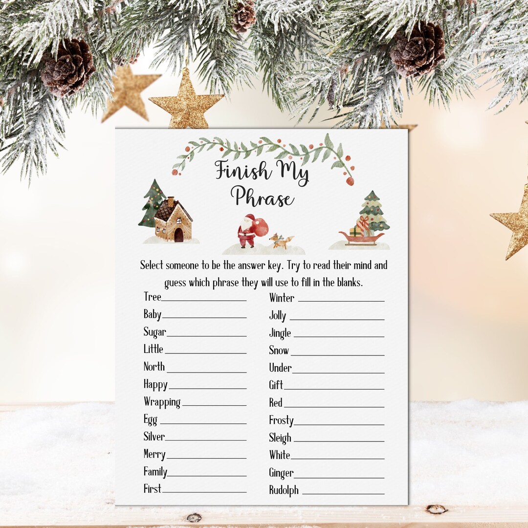 Christmas Family Game, Finish My Phrase Printable Game for Kids ...