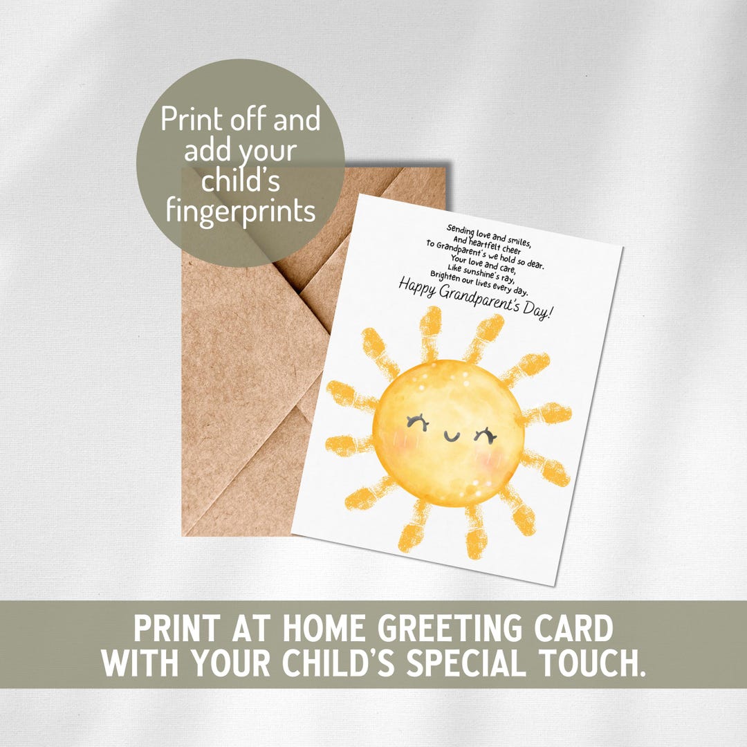 Printable Grandparents Day Card, Fingerprint Keepsake Note Card for ...