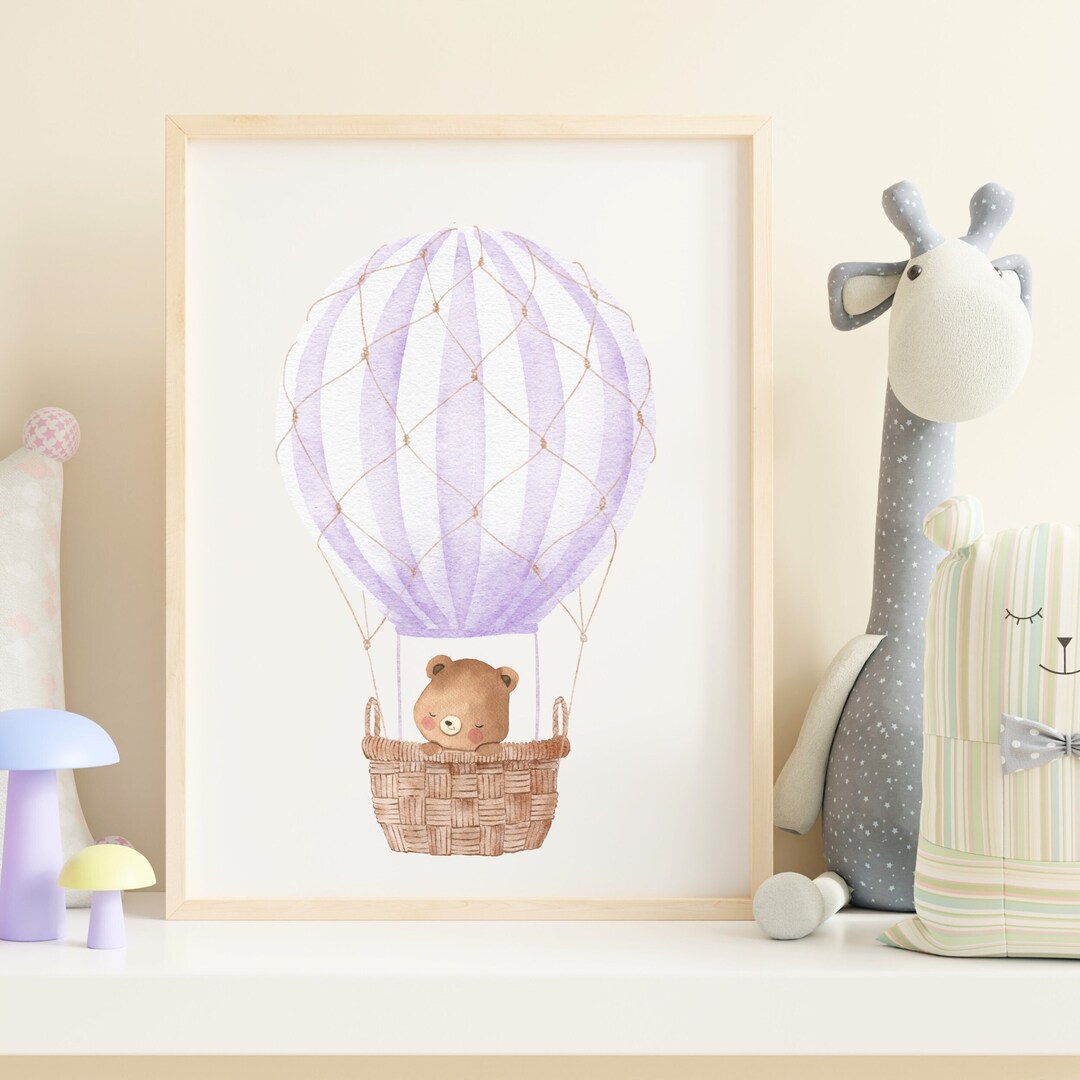 Printable Hot Air Balloon Wall Art, Watercolor Print, Hot Air Balloon ...