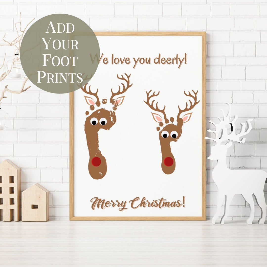 Christmas Preschool Craft, Footprint Rudolph Art, Personalized Gift ...
