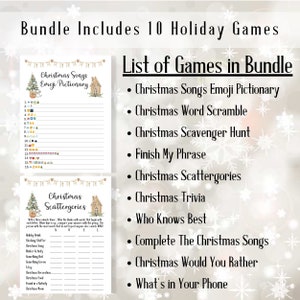 10 Christmas Family Games Bundle, Printable Games for Kids, Printable ...