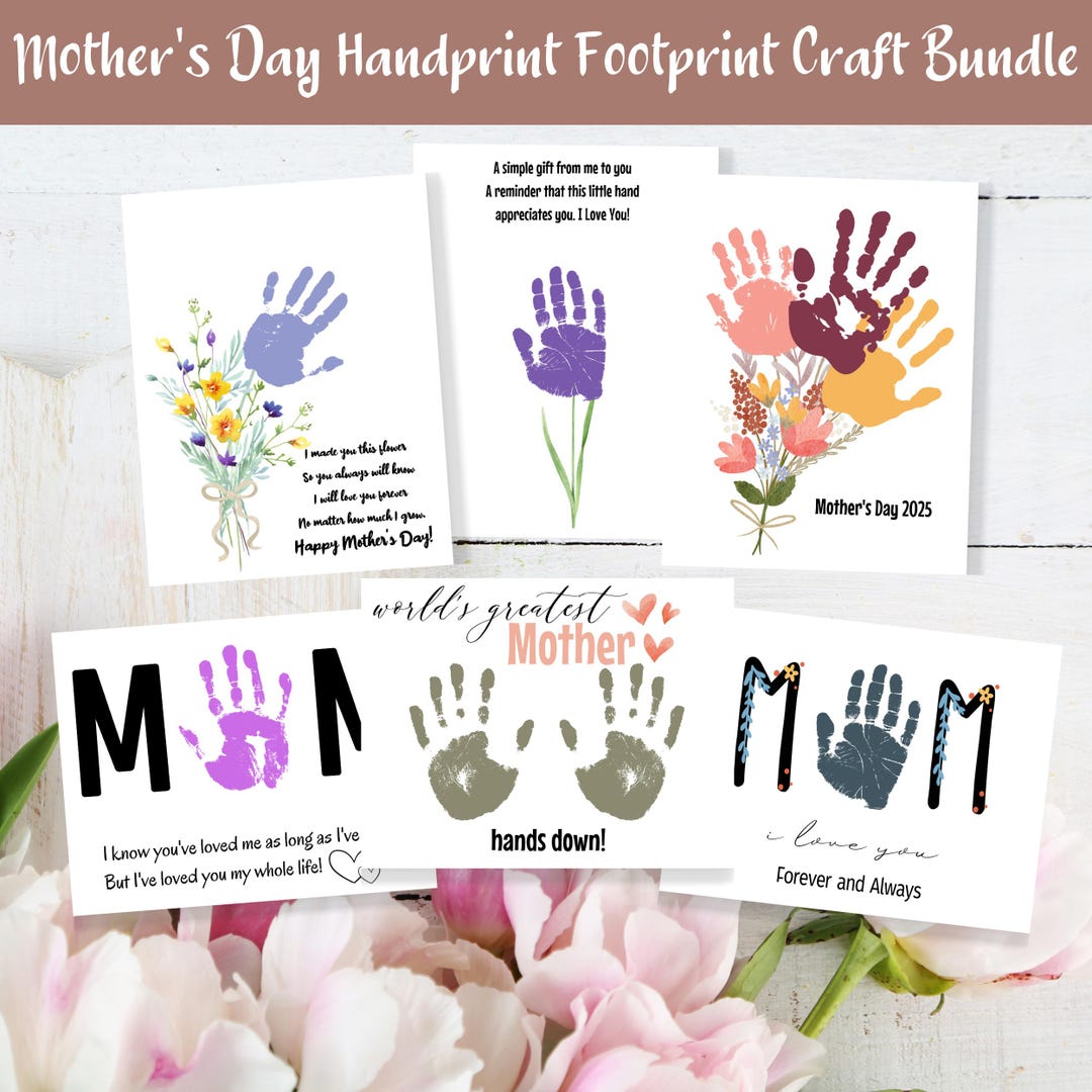 Mother's Day Handprint Footprint Craft Bundle, Handprint Art ...