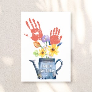Printable Happy Birthday Handprint Art, Custom Birthday Gift, Handprint ...