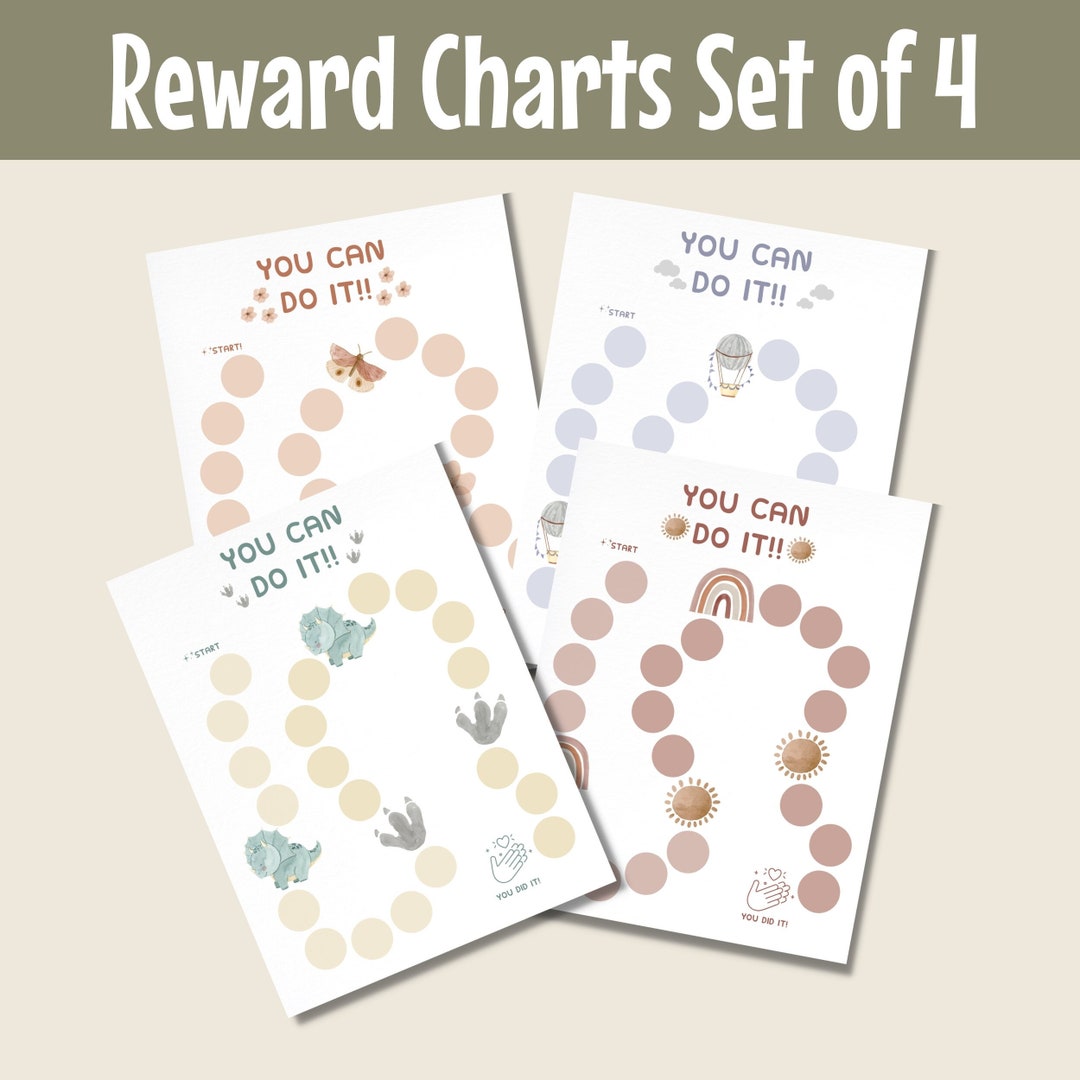 Reward Chart for Kids and Toddlers Set of 4, Printable Behavior Chart ...