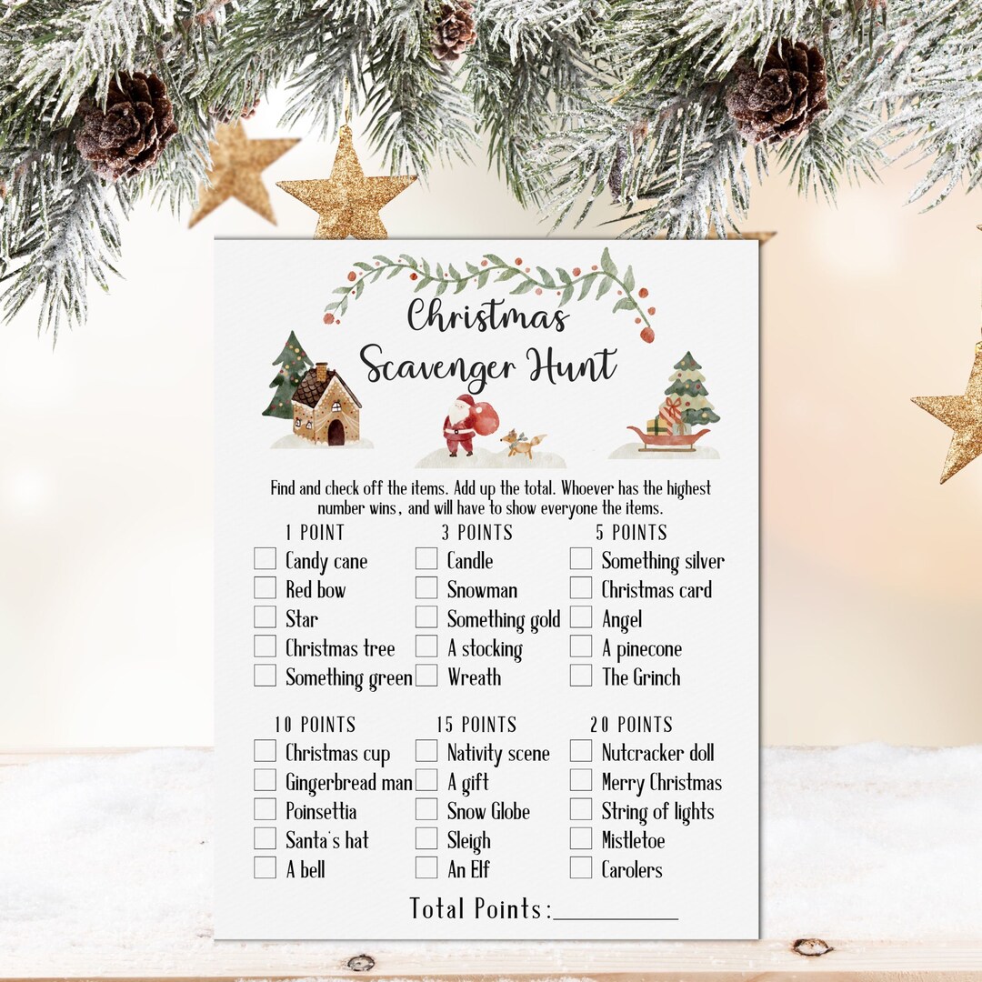 Christmas Family Game, Scavenger Hunt Printable Game for Kids ...